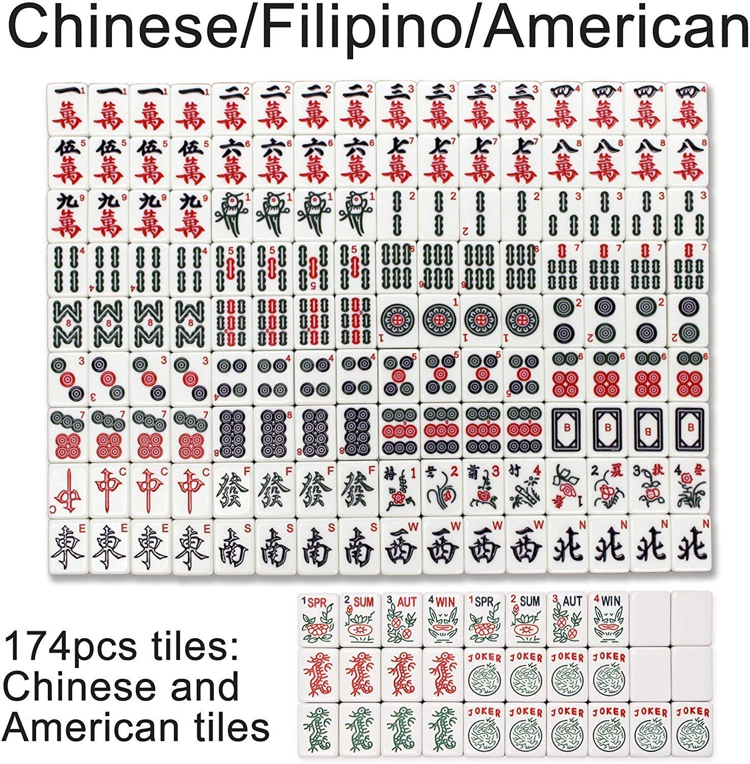 USA MJ Table Automatic Mahjong Mah jongg Table 36mm American Mahjong Numbered Tiles Foldable Style with 2 Sets of Tiles + 4 Racks Built-in Hard Table Cover