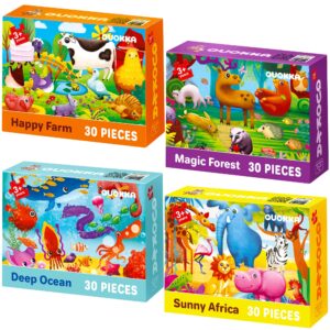 quokka puzzles for toddlers 3-5 - 4 x 30 pieces puzzles for kids ages 2-4 - animal learning jigsaw puzzles for kids 4-6 years old - educational toys for boy and girl