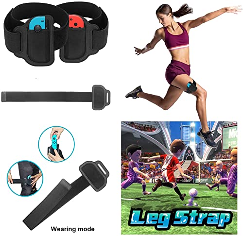 [4 Pack] Switch Leg Strap for Nintendo Switch Sports, TGDPLUE Switch Soccer Leg Straps Compatible with Switch Sports/Ring Fit Adventure, Four Size Adjustbale Elastic Strap for Adults & Children