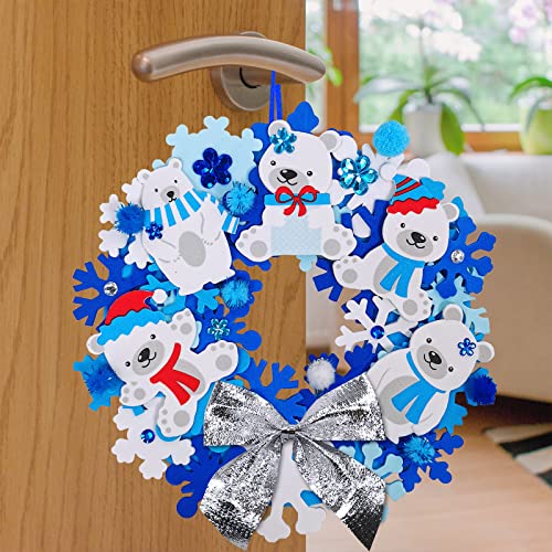 Winlyn 12 Sets Christmas Craft Kits Winter Crafts DIY Christmas Snowflake Wreath Ornaments Decorations Art Sets Snowman Santa Christmas Foam Stickers Arts and Crafts for Kids Classroom Art Activities