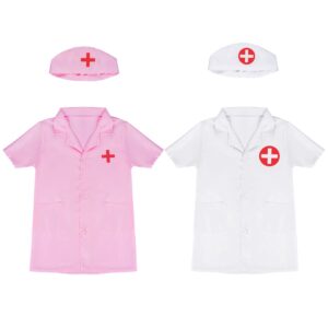 2 sets doctor costume doctor coat scrubs doctor dress up nurse costume career day costume for cosplay halloween