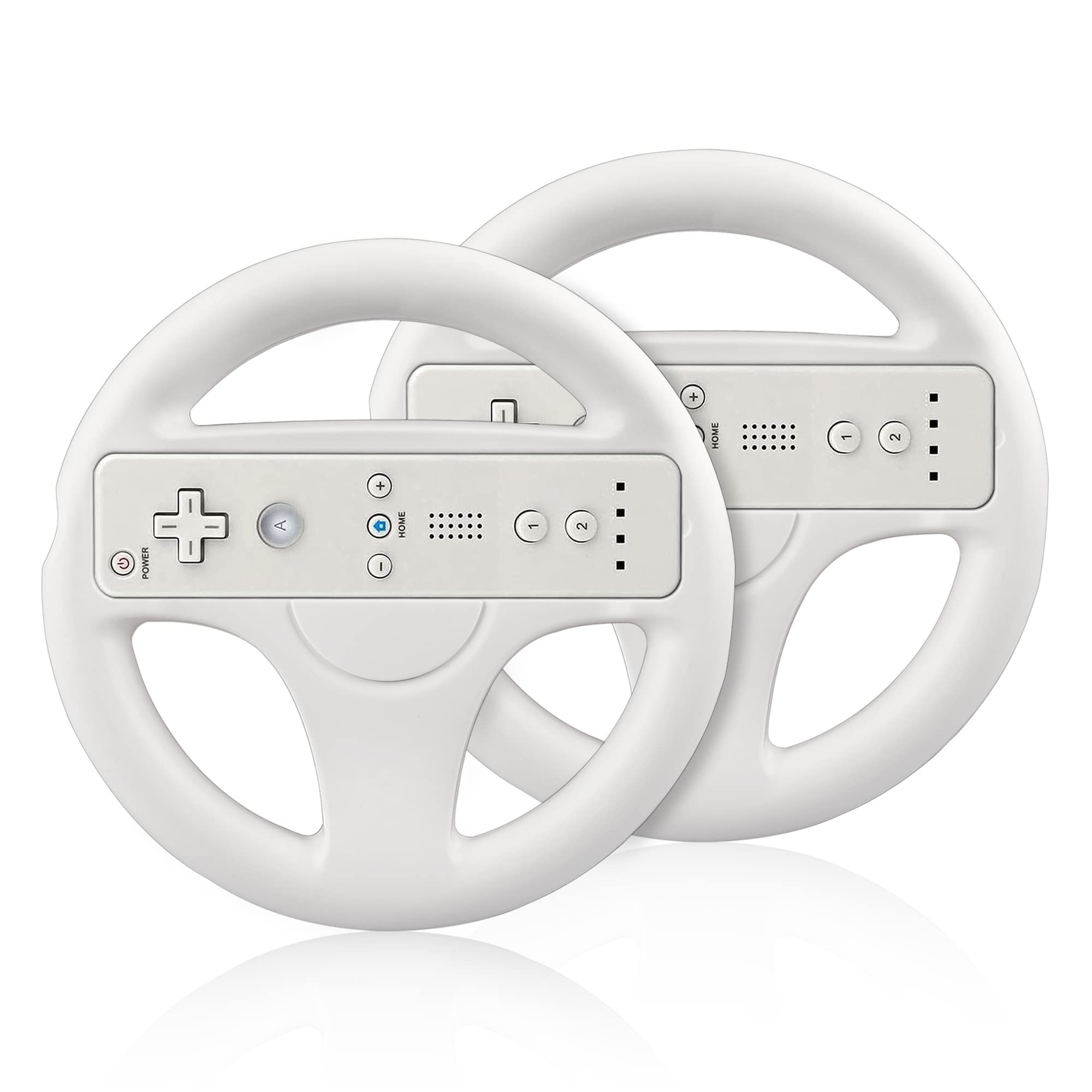 Xahpower Steering Wheel for Nintendo Wii and Wii U Remote Controller, 2 Pack Racing Wheels Games Accessories for Mario Kart (White)