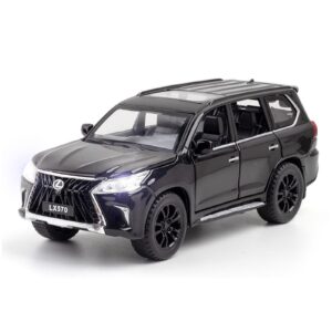 haomabu lexus lx570 1/32 off-road suv car model alloy pull back diecast metal toy with sound light 6 open doors for kids boy girl gift(black)