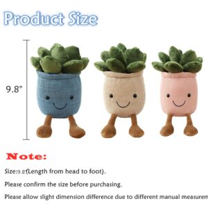 AUCOOMA Stuffed Plants Succulent Plush for Kids, Potted Succulents Plush Pillow Toy 9.8"