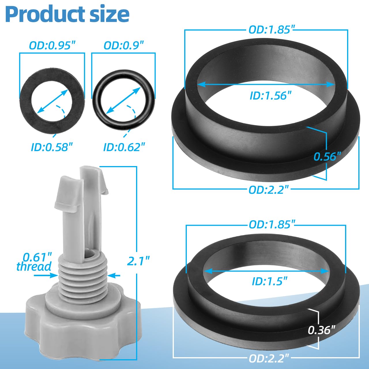 Dimakung Sand Filter Pump Seal Gasket Parts, Replacement Repair Set Compatible with Intex Sand Filter Pumps, Air Release Valve & O-Rings (Black)