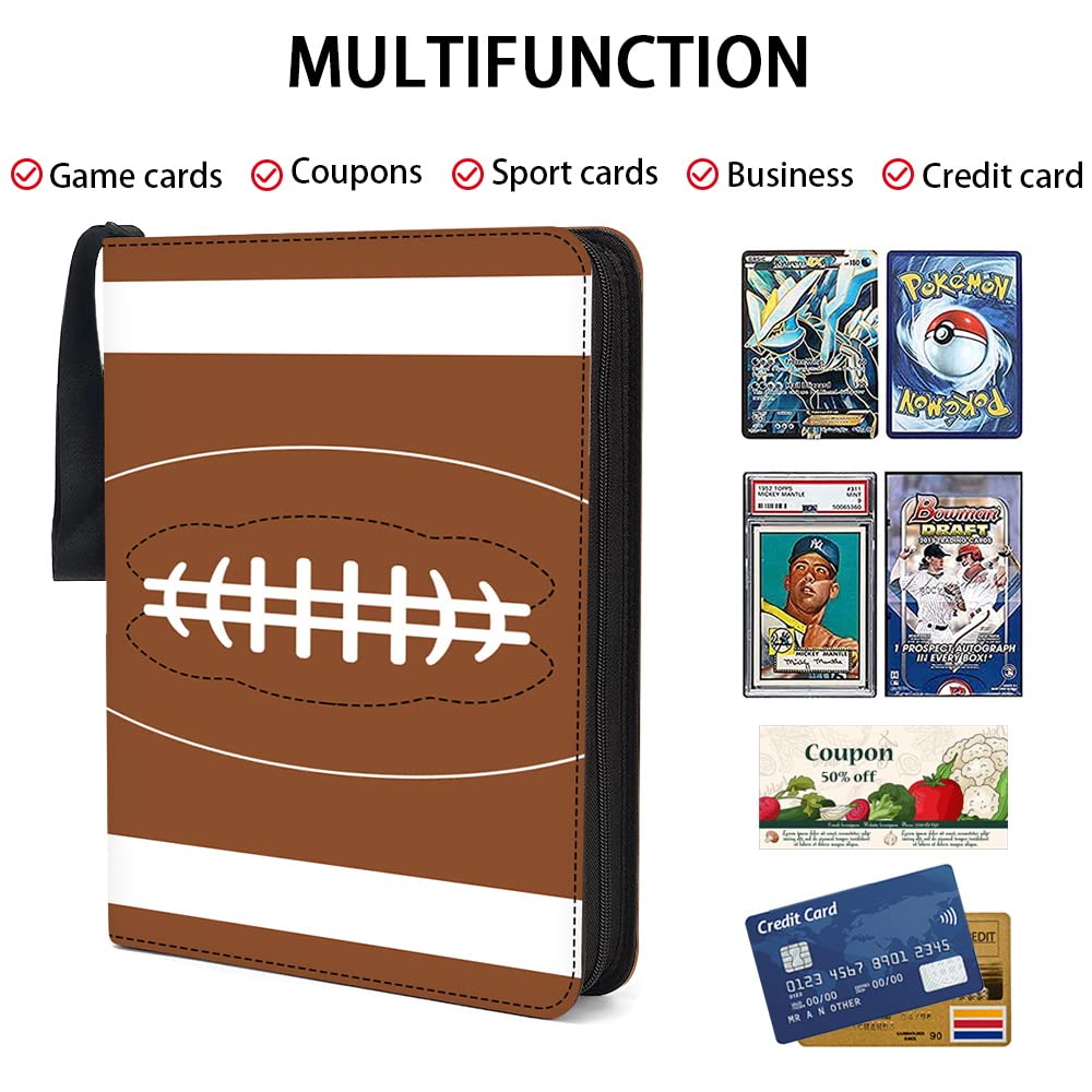 480 Pockets Card Binder Holder, FOME 4-Pocket Football Trading Card Binder Fits 480 Cards 3 Rings Expandable Football Card Collector Album Holder with Zipper Carrying Case Binder for Football Card