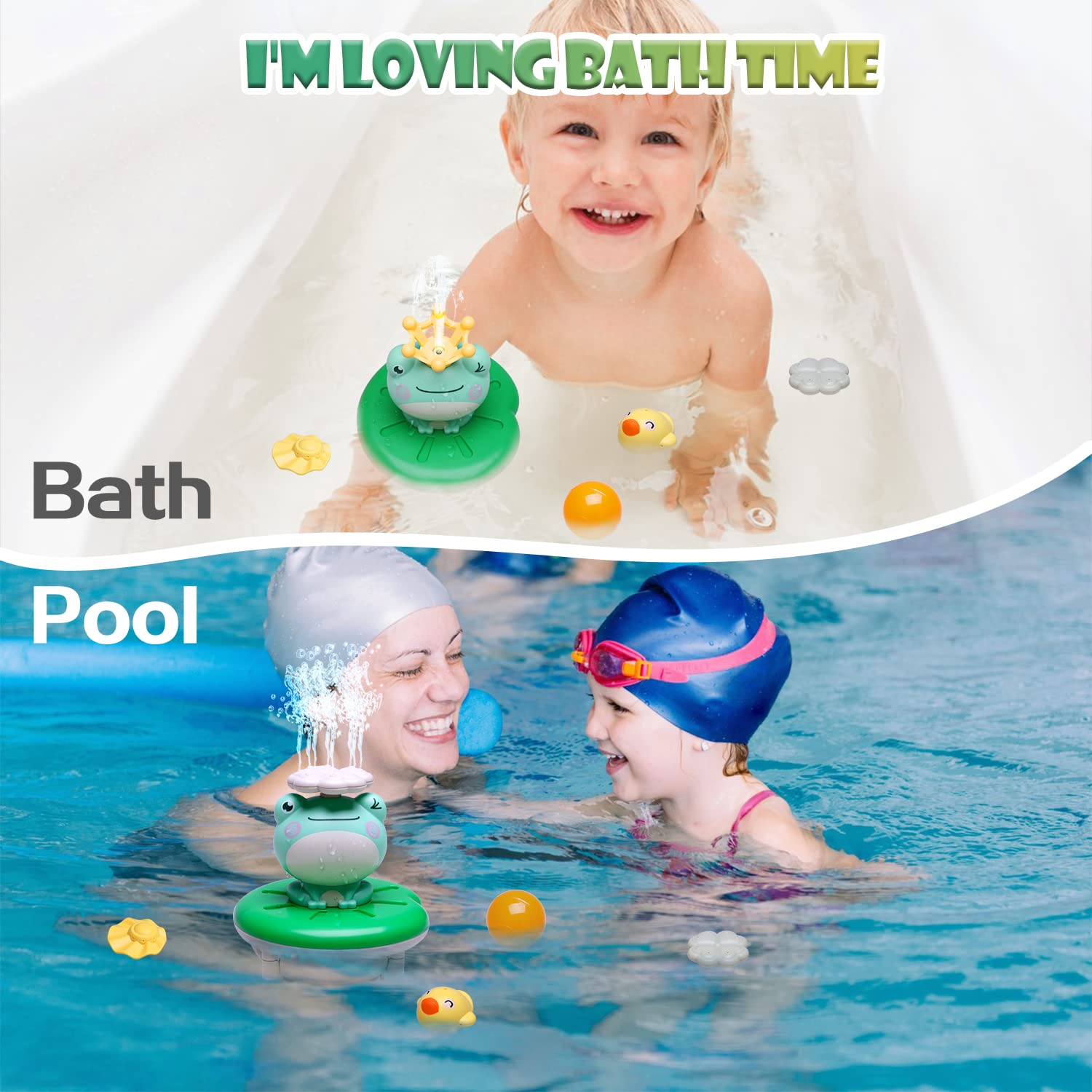 Baby Bath Toys for Kids, 4 Modes Water Spray Bath Toy Sprinkler Bathtub Toys for Toddlers 1-3, Swimming Pool Games Water Play Set Gift for Bathtub Shower Beach Infant Kids Boys Girls Age 2-7 Years Old