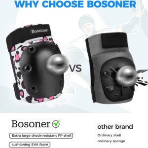 BOSONER Adult/Women/Kid Knee Pads Elbow pads Wrist Guard 6 in 1 Protective Gear Set for Skating Skate Skateboarding BMX Bicycle Inline Roller for Men Women Child Kids