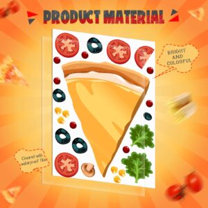 24 Sheets Make Your Own Pizza Stickers, Mix and Match Pizza Decals DIY Pizza Clings Mushrooms Pizza Stickers Pizza Party Favor and Decoration for Kids Birthday Party, School Supplies, Gift Rewards