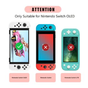 Switch OLED Protective Case, Slim and Comfortable Switch OLED Hard Case with Joy Con Covers - White