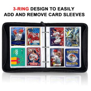 480 Pockets Card Binder Holder, FOME 4-Pocket Football Trading Card Binder Fits 480 Cards 3 Rings Expandable Football Card Collector Album Holder with Zipper Carrying Case Binder for Football Card