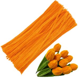 110 pieces orange christmas pipe cleaners, craft pipe cleaners, pipe cleaners chenille stem, orange pipe cleaners bulk, art pipe cleaners for creative home decoration supplies arts and crafts project