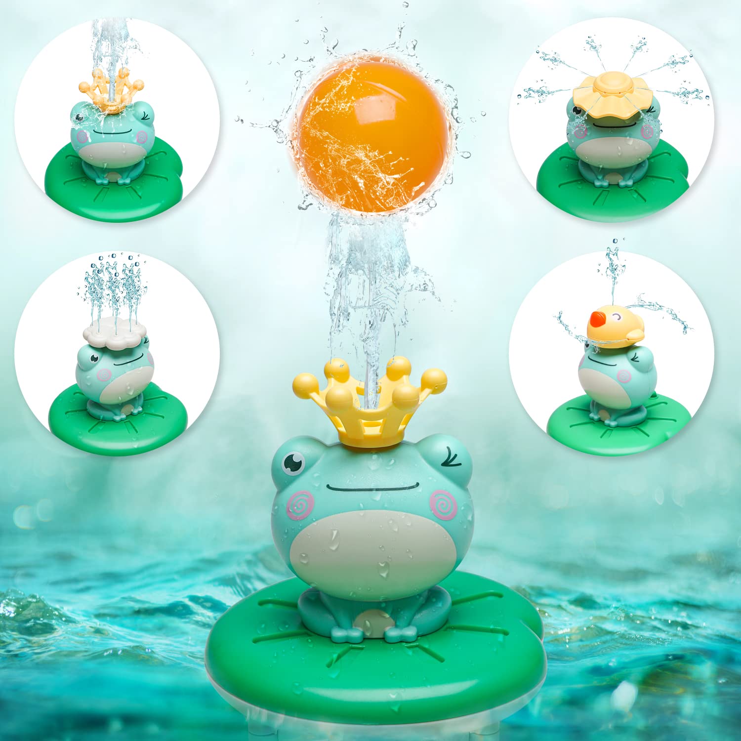 Baby Bath Toys for Kids, 4 Modes Water Spray Bath Toy Sprinkler Bathtub Toys for Toddlers 1-3, Swimming Pool Games Water Play Set Gift for Bathtub Shower Beach Infant Kids Boys Girls Age 2-7 Years Old