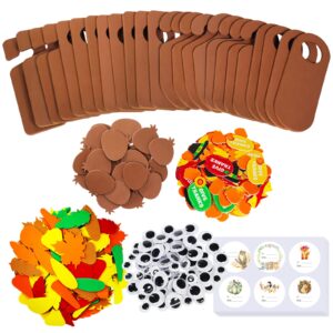 Winlyn 24 Sets Thanksgiving Turkey Doorknob Hanger Decorations Art Sets DIY Thanksgiving Craft Kits Fall Crafts Give Thanks Turkey Foam Stickers Arts and Crafts for Kids Party Classroom Activities