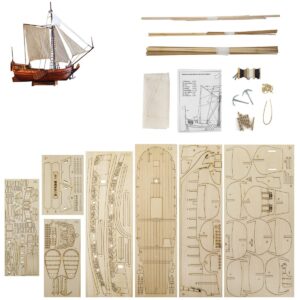 gawegm wooden model ships kits to build for adults - 1678 royal dutch yacht ancient sail ship model kit with brass accessories, for ship model enthusiasts, building model ship beginners