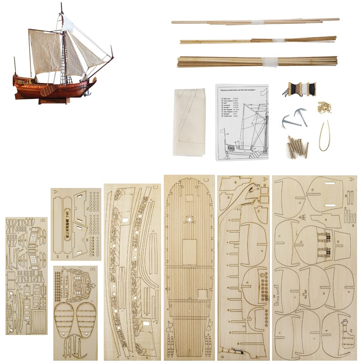 GAWEGM Wooden Model Ships Kits to Build for Adults - 1678 Royal Dutch Yacht Ancient Sail Ship Model Kit with Brass Accessories, for Ship Model Enthusiasts, Building Model Ship Beginners