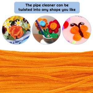 110 Pieces Orange Christmas Pipe Cleaners, Craft Pipe Cleaners, Pipe Cleaners Chenille Stem, Orange Pipe Cleaners Bulk, Art Pipe Cleaners for Creative Home Decoration Supplies Arts and Crafts Project