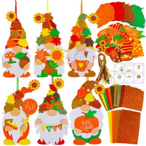 winlyn 24 sets fall craft kits diy fall gnome ornaments decorations art sets fall leaf pumpkin sunflower foam stickers arts and crafts for kids autumn halloween thanksgiving activity art project