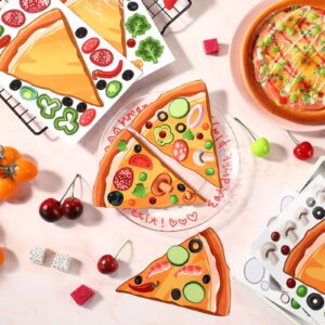 24 Sheets Make Your Own Pizza Stickers, Mix and Match Pizza Decals DIY Pizza Clings Mushrooms Pizza Stickers Pizza Party Favor and Decoration for Kids Birthday Party, School Supplies, Gift Rewards