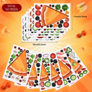 24 Sheets Make Your Own Pizza Stickers, Mix and Match Pizza Decals DIY Pizza Clings Mushrooms Pizza Stickers Pizza Party Favor and Decoration for Kids Birthday Party, School Supplies, Gift Rewards