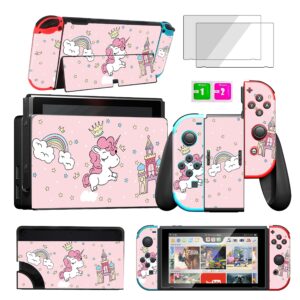 oqpa for nintendo switch oled 2021 skins stickers for girls boys kids cute kawaii cartoon character design fun decals with tempered glass screen protector for nintendo switch oled(pk lash)