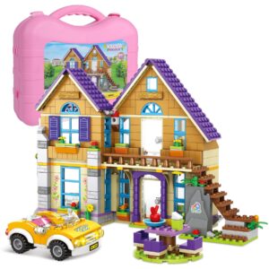 building block set for girls and friends villa forest house building kit, with portable storage box, makes an entertaining learning construction toys christmas birthday gift for kids boys girls 6-12