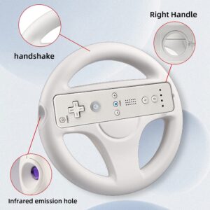 Xahpower Steering Wheel for Nintendo Wii and Wii U Remote Controller, 2 Pack Racing Wheels Games Accessories for Mario Kart (White)