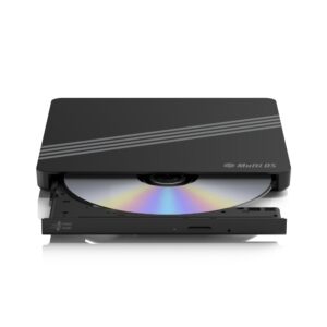 hitachi lg external cd/dvd drive | portable player burner for laptop, pc, smartphone | usb type-c | multi os (window, mac, android, fire) black (true dvd app. excluded)