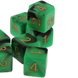 10pcs Six Sided Dual Colored D6 Dices For D&D Casino Poker Dice Guessing Games - Green & Black, 16mm