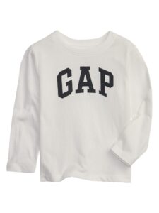 gap baby boys long sleeve logo t-shirt t shirt, new off white, 3-6 months us