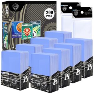 400 card sleeves hard plastic, baseball card protectors hard plastic, 3"x4" hard card sleeves for baseball cards, football cards (200 hard card sleeves + 200 clear sleeves)