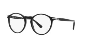 persol po3285v round prescription eyewear frames, black/demo lens, 50 mm