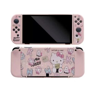 enfily cute case compatible with nintendo switch oled, dockable case cover, ergonomic soft tpu grip case for joycon, sparkle skin set