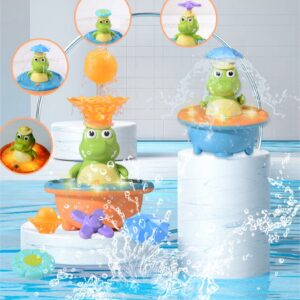 Bath Toys, Light Up Baby Pool Toy with LED Light Crocodile Spray Water Toy, Floating Wind Up Toys for 1 Year Old Boy Girl, New Born Baby Bathtub Water Toys, Preschool Toddler Pool Toys (Crocodile)