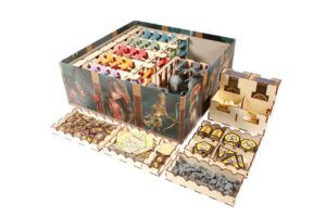 the broken token game organizer - ankh: gods of egypt compatible game organizer, wooden storage box for tabletop games