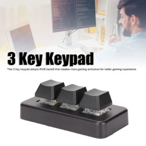 GOWENIC Mini Programmable Keypad, 3 Keys Macro Mechanical Keyboard USB RGB Backlit Gaming Keypad Plug and Play DIY Keypad with USB Data Cable for Universal Computer(Black)