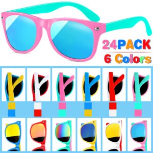 GINMIC Kids sunglasses, 24Pack Neon Party Favor, with UV Protection in Bulk for Boys and Girls Age 3-6