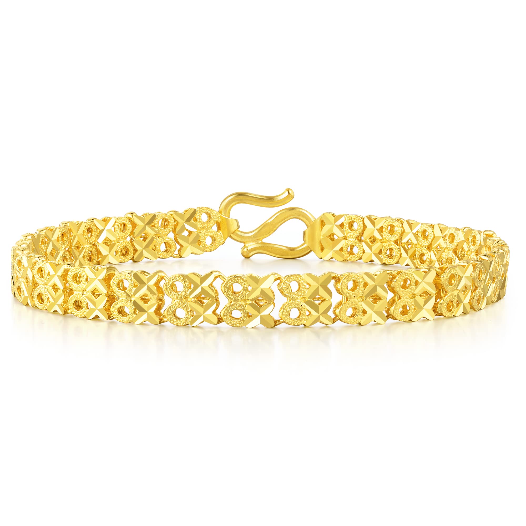 CHOW SANG SANG 999.9 24K Solid Gold Price-by-Weight 12.01g Gold Plain Chain Bracelet for Women 84931B | 6.6", (17 CM)