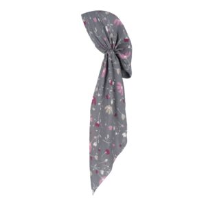 Madison Headwear Pretied Head Scarves for Women Featuring Lightweight Crimped Material and Attractive (Crimped Floral GREY)