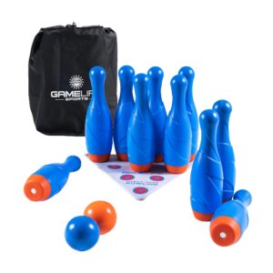 gamelife sports magnarack bowling, includes 10 magnetic bowling pins, 2 balls, bowling mat, carry bag, great toy gift, early education, indoor & outdoor games, toddler, child, boys & girls 6 and up