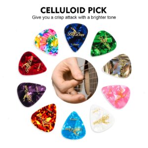 BigDeer 50 pack Celluloid Guitar Picks ，includes Thin,Medium, Heavy & Extra Heavy Picks Plectrums for Acoustic Guitar,Ukulele,Bass ，with 6 Guitar Selection Grips Silicone pad Wrapped in tin box