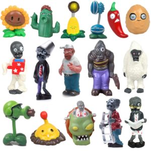 jhesao 16pcs plants pvz toys set figurines zombies series pvz plush pvc toys new, great gifts for kids and fans, birthday and party