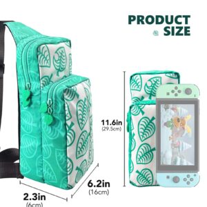 WapoRich Nintendo Switch Bag for Nintendo Switch/Lite/OLED/Console/Dock/Joy-Cons&Accessories Storage Nylon Shoulder Chest Crossbody Side Sling Backpack-IP65 Waterproof