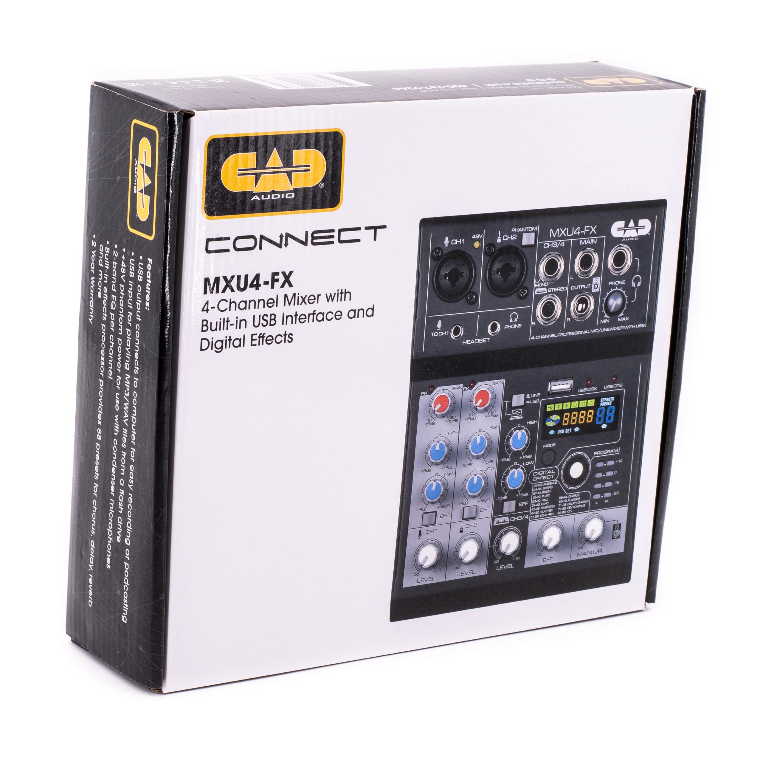 CAD Audio MXU4-FX 4 Channel Mixer with USB Interface and Digital Effects , Black