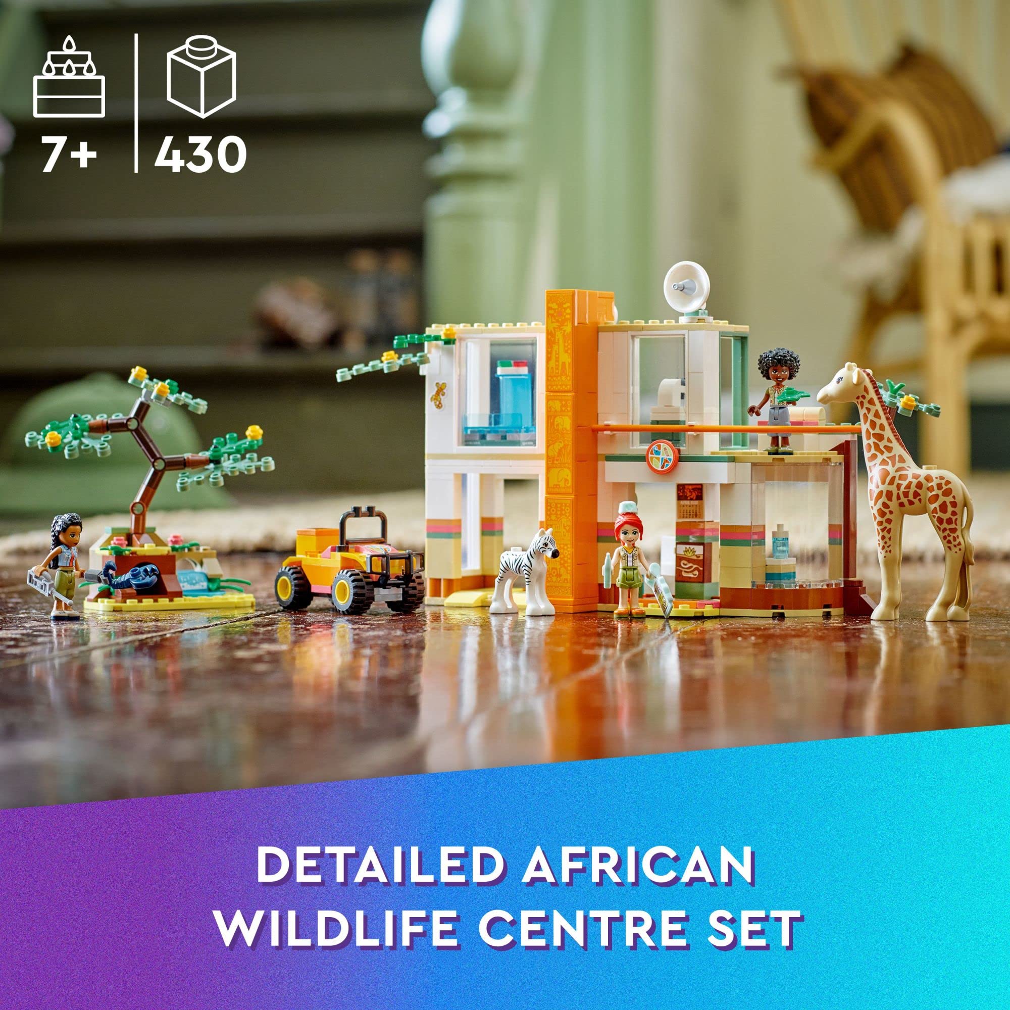 LEGO Friends Mia's Wildlife Rescue Toy 41717 with Zebra and Giraffe Safari Animal Figures Plus 3 Mini Dolls, Birthday Gift Idea for Kids, Girls & Boys Age 7 Plus Years Old