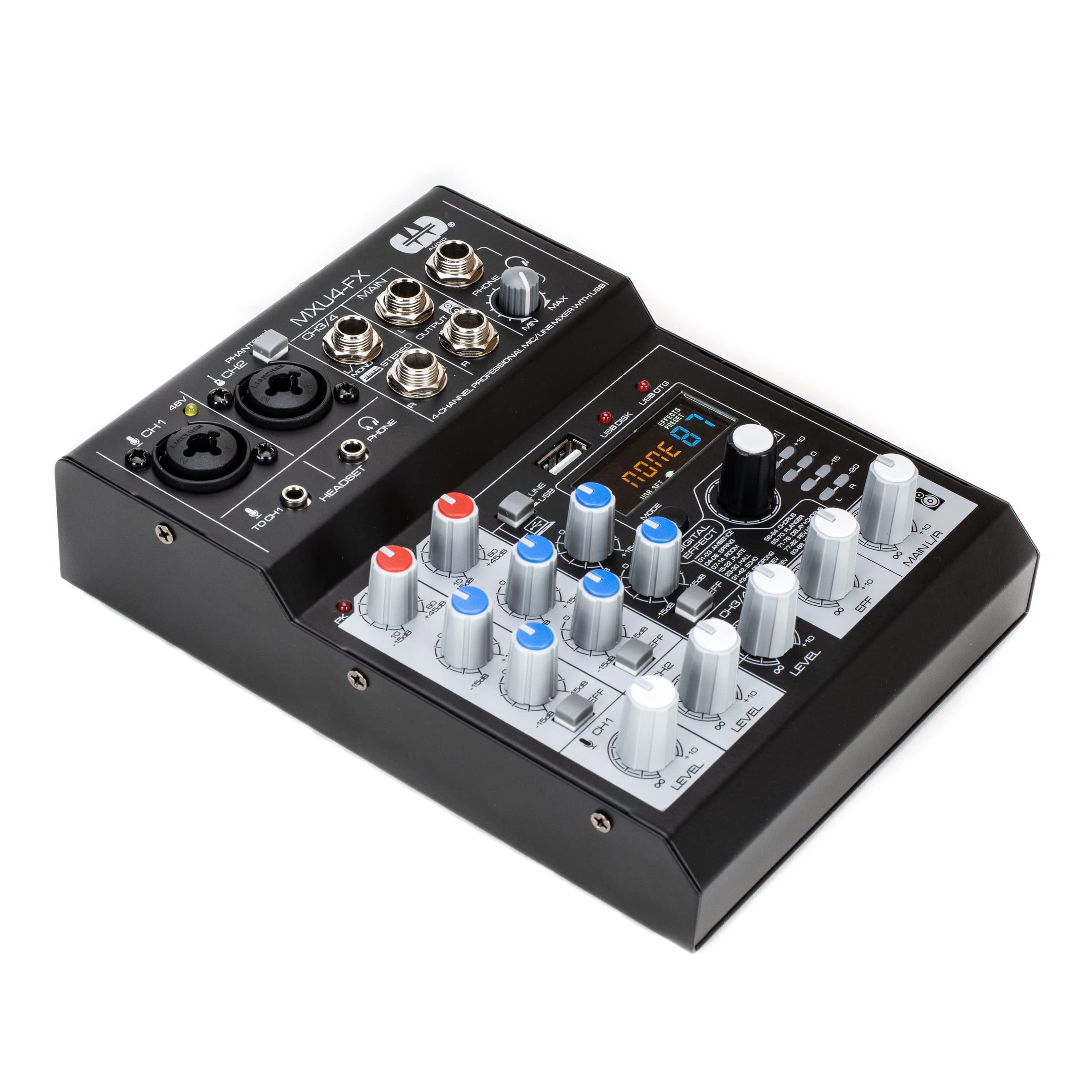 CAD Audio MXU4-FX 4 Channel Mixer with USB Interface and Digital Effects , Black