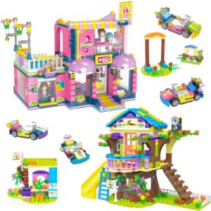 friends tree house building kit, treehouse hair salon building blocks sets with storage box, friendship house girls building blocks toys creative gifts for kids boys girls aged 6-12 (1193 pieces)