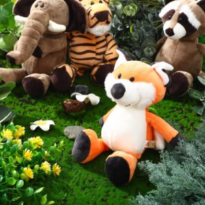 9 Pcs Plush Jungle Animals Toys Jungle Safari Stuffed Animals Bundle 9.9 Inch Cute Plush Animal Toys Includes Tiger Lion Elephant Monkey Zebra Raccoon Rhino Giraffe for Kids Animal Theme Party