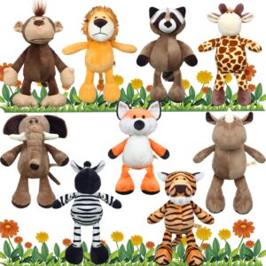 9 pcs plush jungle animals toys jungle safari stuffed animals bundle 9.9 inch cute plush animal toys includes tiger lion elephant monkey zebra raccoon rhino giraffe for kids animal theme party