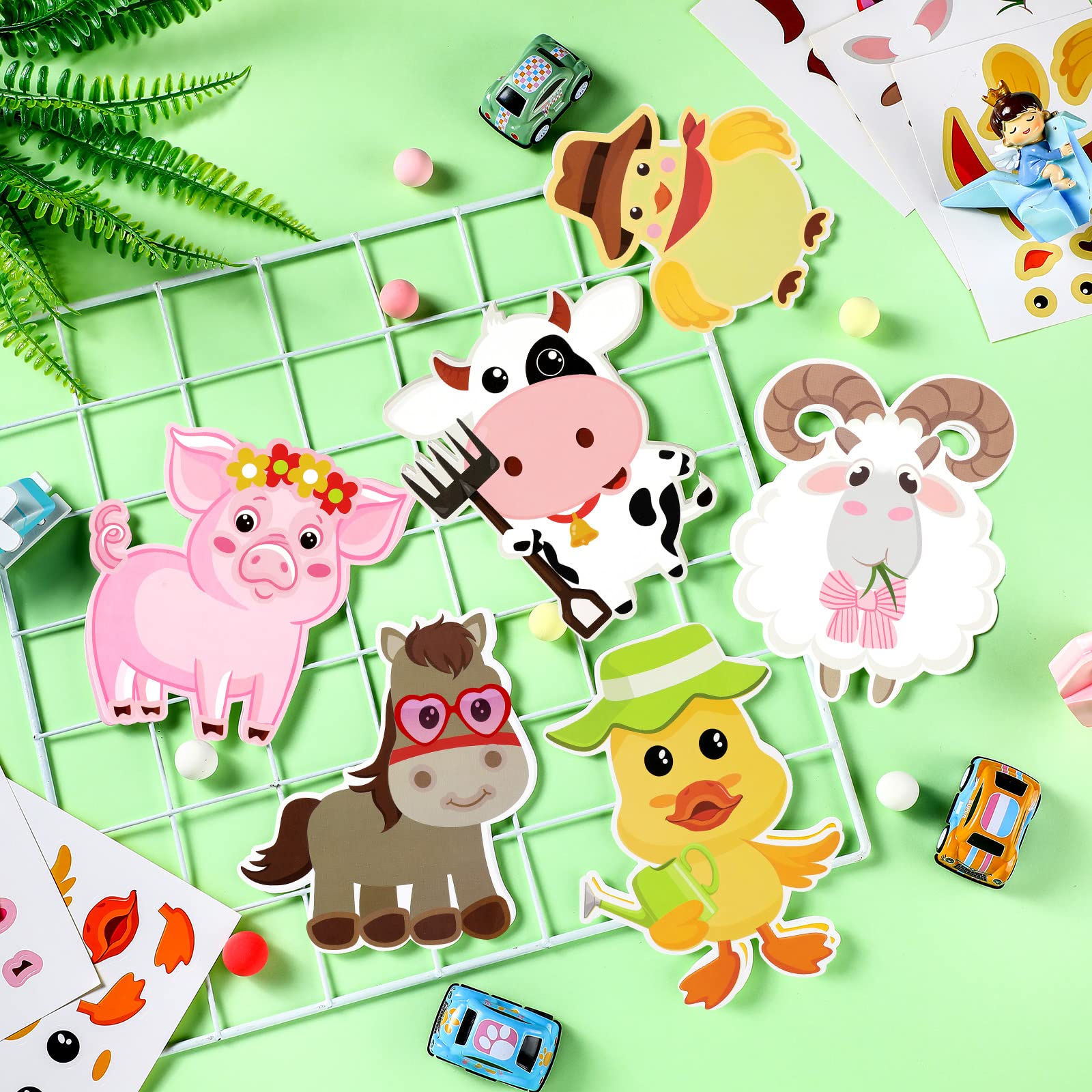 Sureio 24 Set Farm Animal Craft Kits DIY Farm Craft for Kids Farm Animal Craft Make Your Own Animal Simple Animal Crafts for Boys Girls Party Favors Decoration Rewards Home Class Game Activities